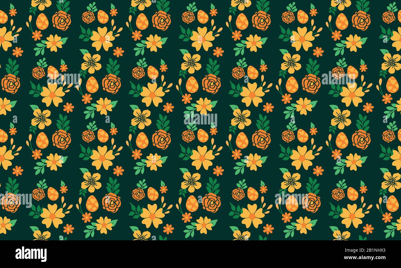 Easter egg pattern background, with leaf and flower design Stock Vector ...