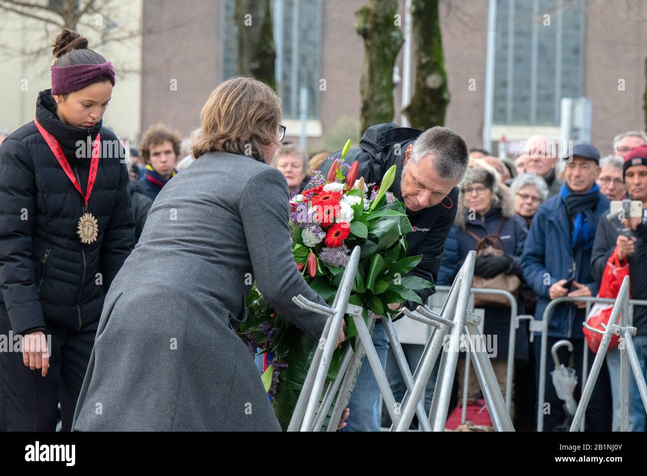 Placing Flowers At The February Strike Memorial At Amsterdam The ...