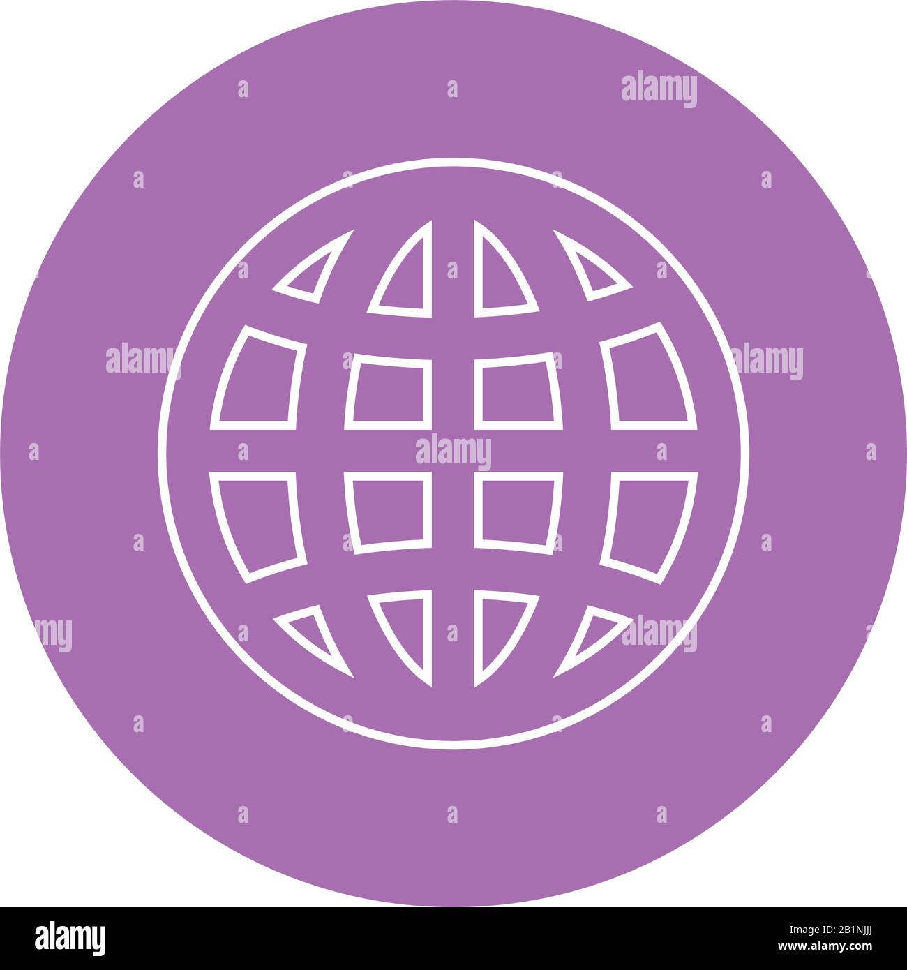 global sphere icon over purple circle and white background, vector ...