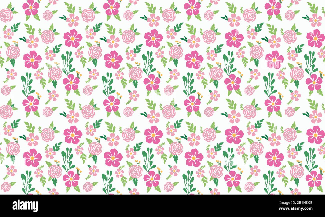 Modern wallpaper for spring, with seamless leaf and flower pattern ...