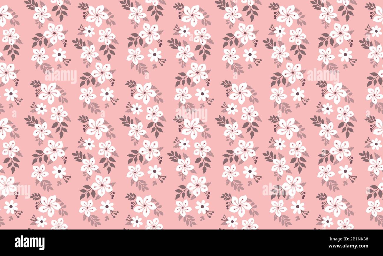 Modern wallpaper for spring, with seamless leaf and flower pattern ...