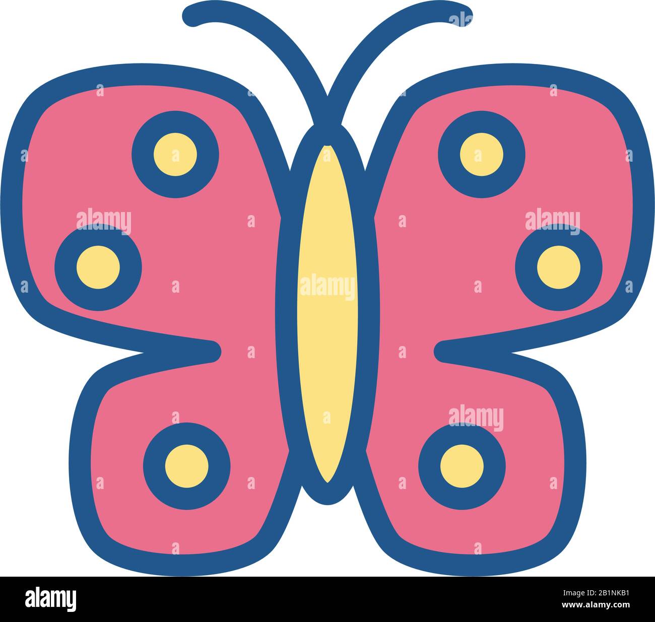 pink butterfly over white background, line style icon, vector ...