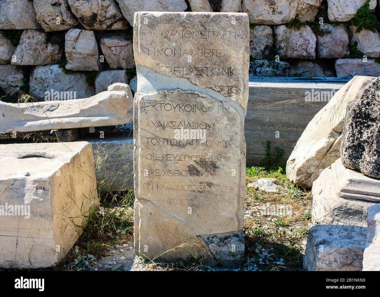 Ancient greek writing at the Acropolis Stock Photo - Alamy