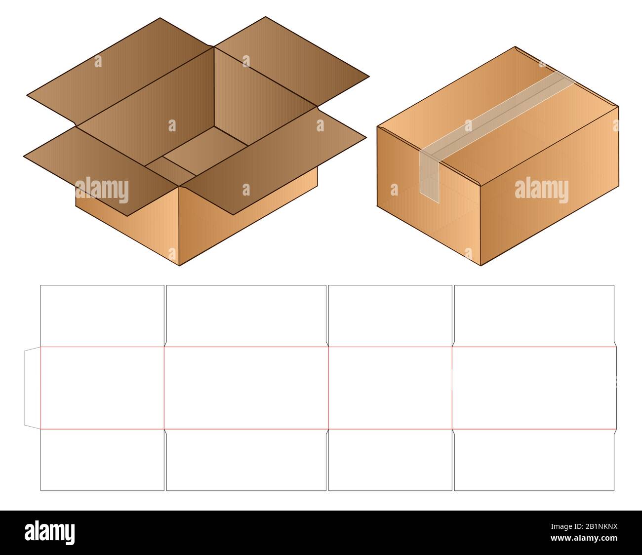 Box packaging die cut template design. 3d mock-up Stock Vector Image ...