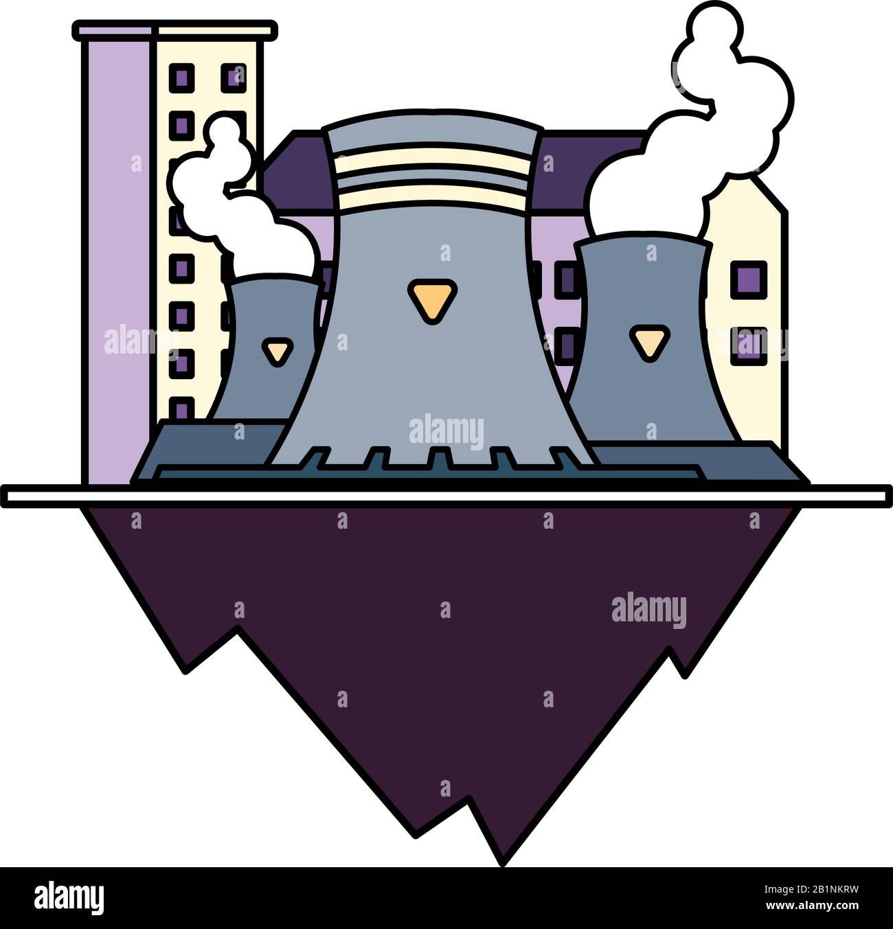 nuclear reactor over terrain over white background vector illustration ...