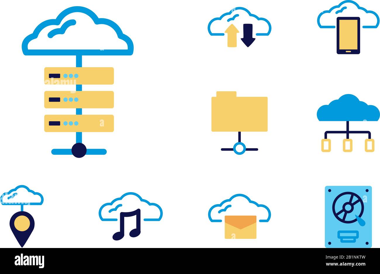 bundle of cloud computing lineal colors style icons Stock Vector Image & Art - Alamy