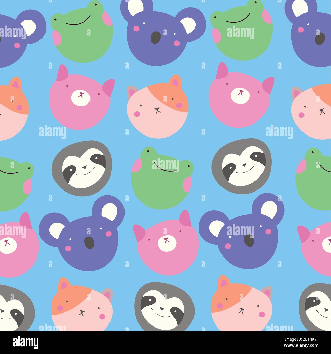 cute little animals kawaii characters pattern Stock Vector Image & Art ...