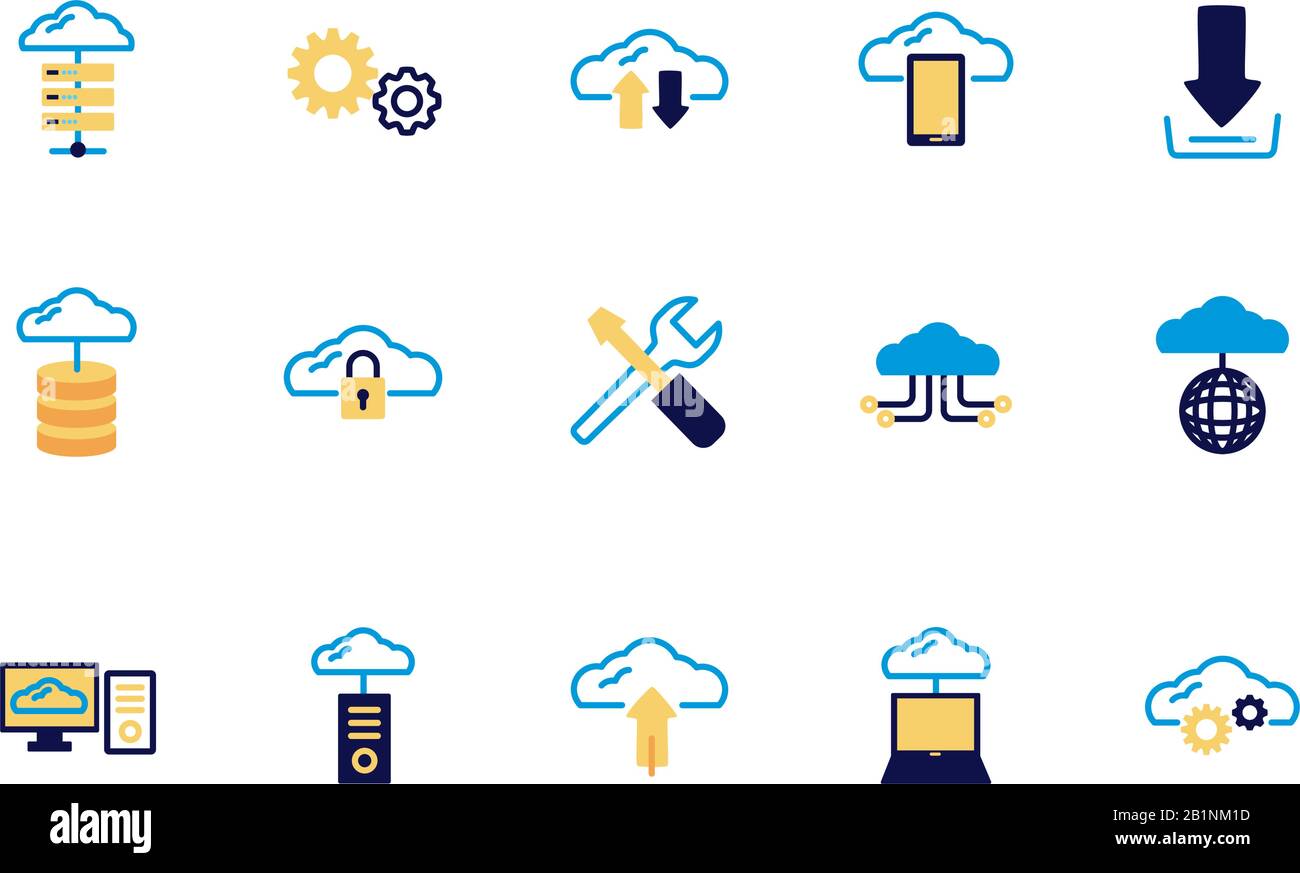 Bundle Of Cloud Computing Lineal Colors Style Icons Stock Vector Image And Art Alamy