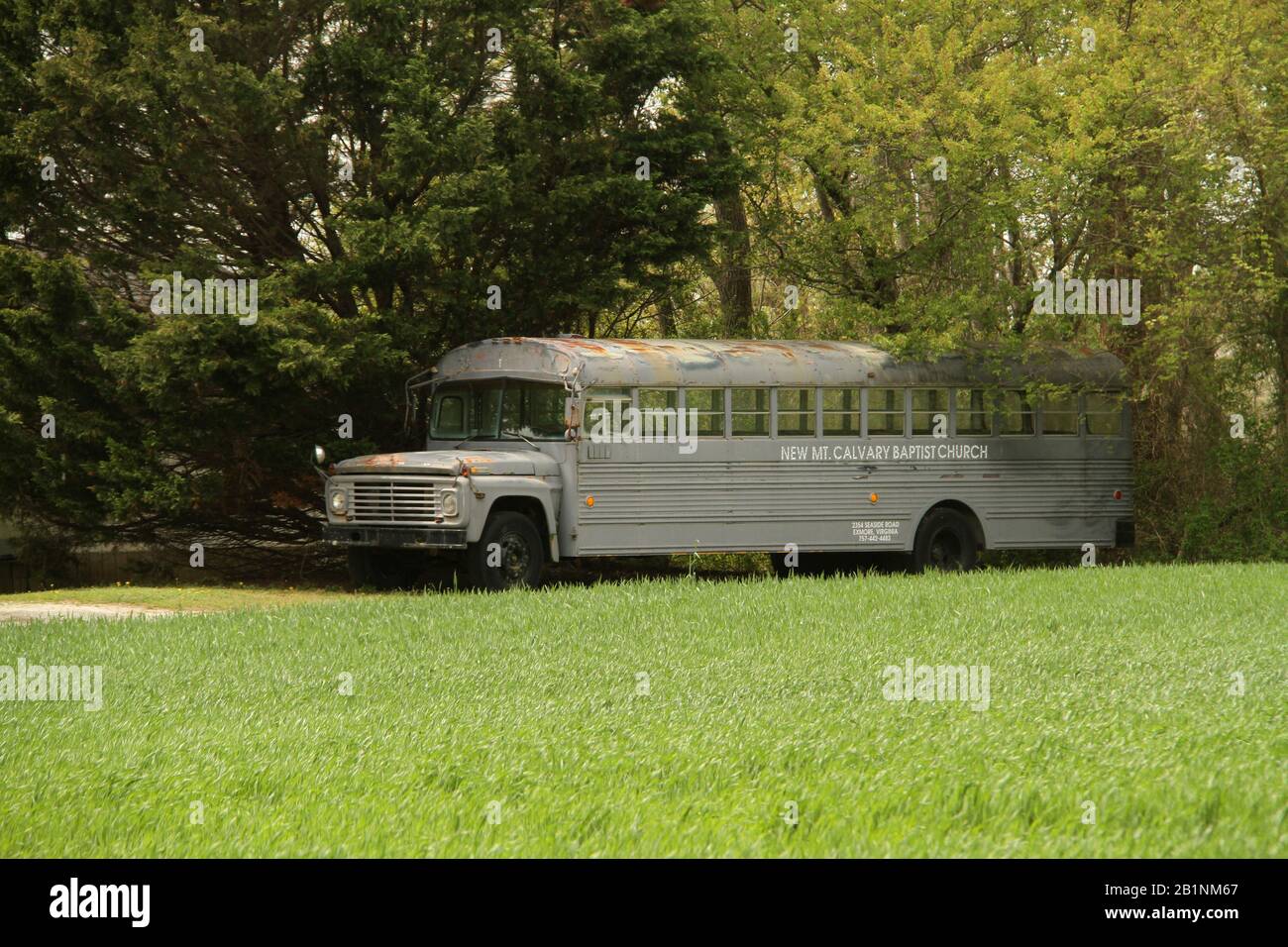 Old school bus used as church vehicle in USA Stock Photo - Alamy
