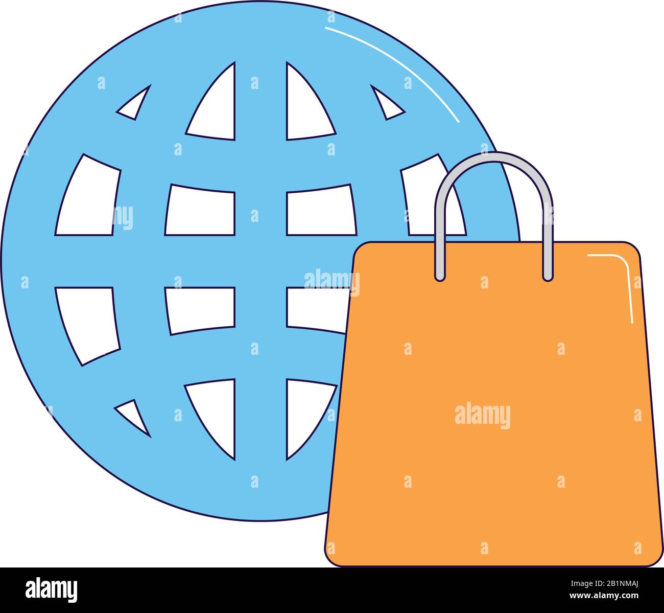 global sphere and shopping bag icon over white background, vector ...