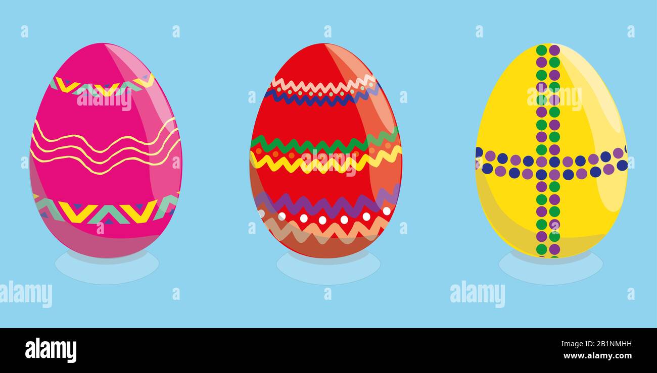 Easter egg, background template with beautiful colorful spring eggs ...