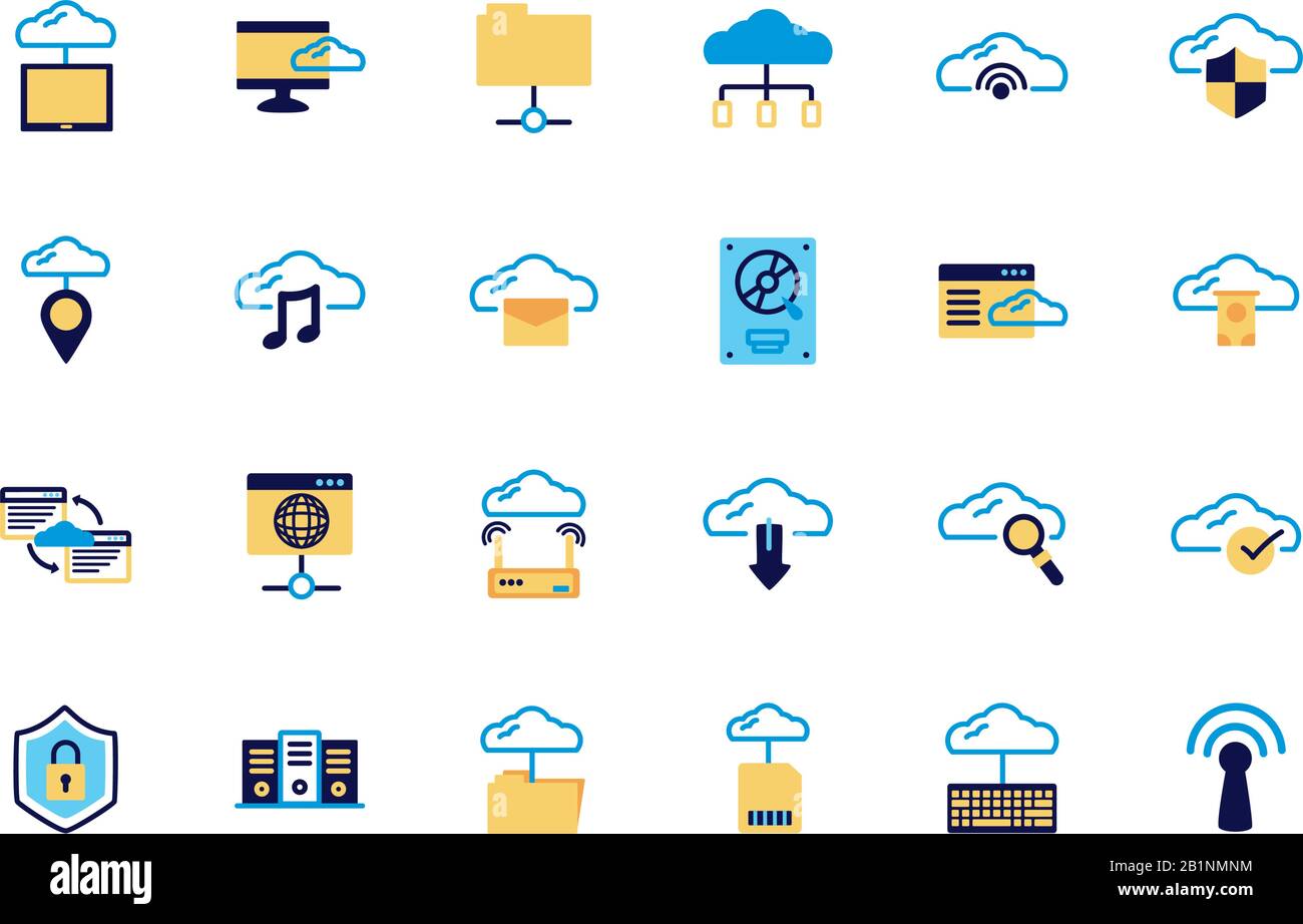 Bundle Of Cloud Computing Lineal Colors Style Icons Stock Vector Image And Art Alamy
