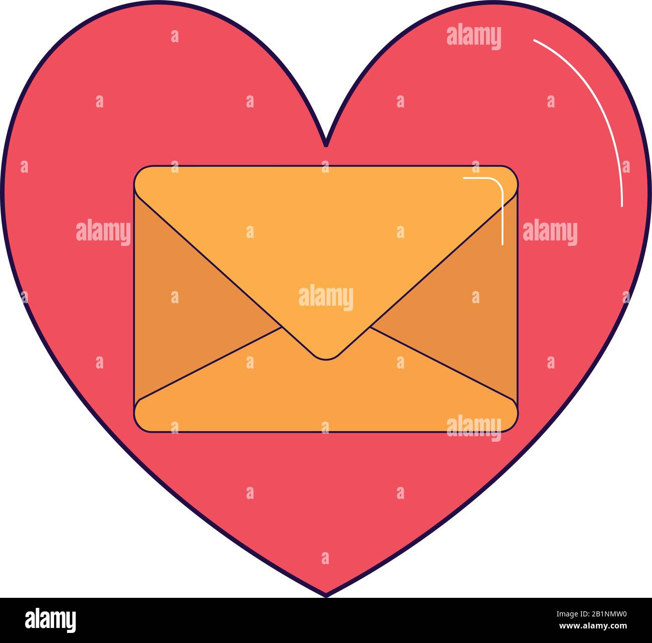 heart with envelope icon over white background, vector illustration ...