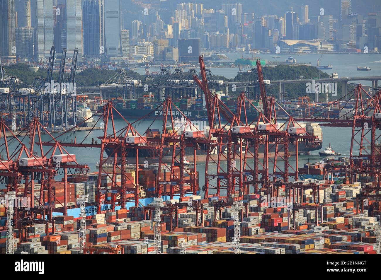 Kwai Tsing container terminal port view in drone Stock Photo - Alamy