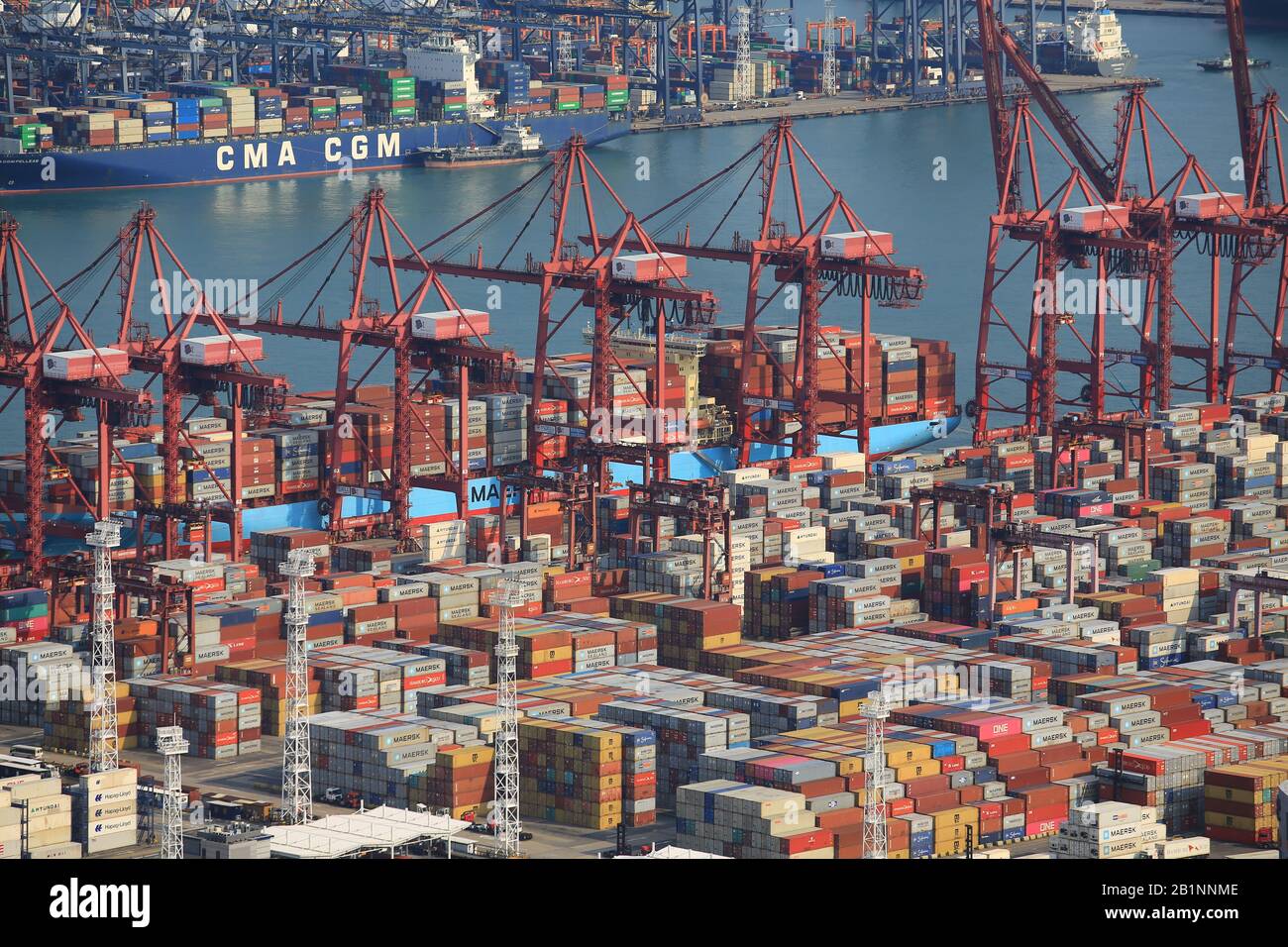 Kwai Tsing container terminal port view in drone Stock Photo - Alamy