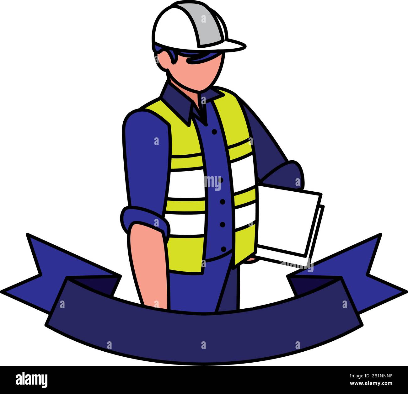 technician man in uniform with equipment on white background vector ...