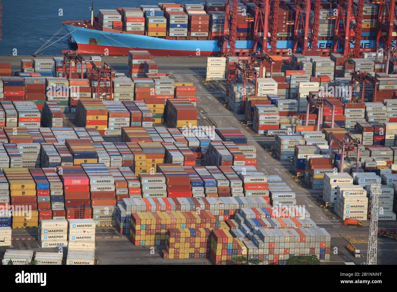 Kwai Tsing container terminal port view in drone Stock Photo - Alamy