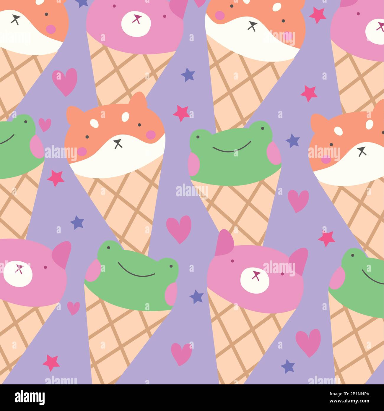 cute little animals in ice cream cones kawaii characters Stock Vector ...