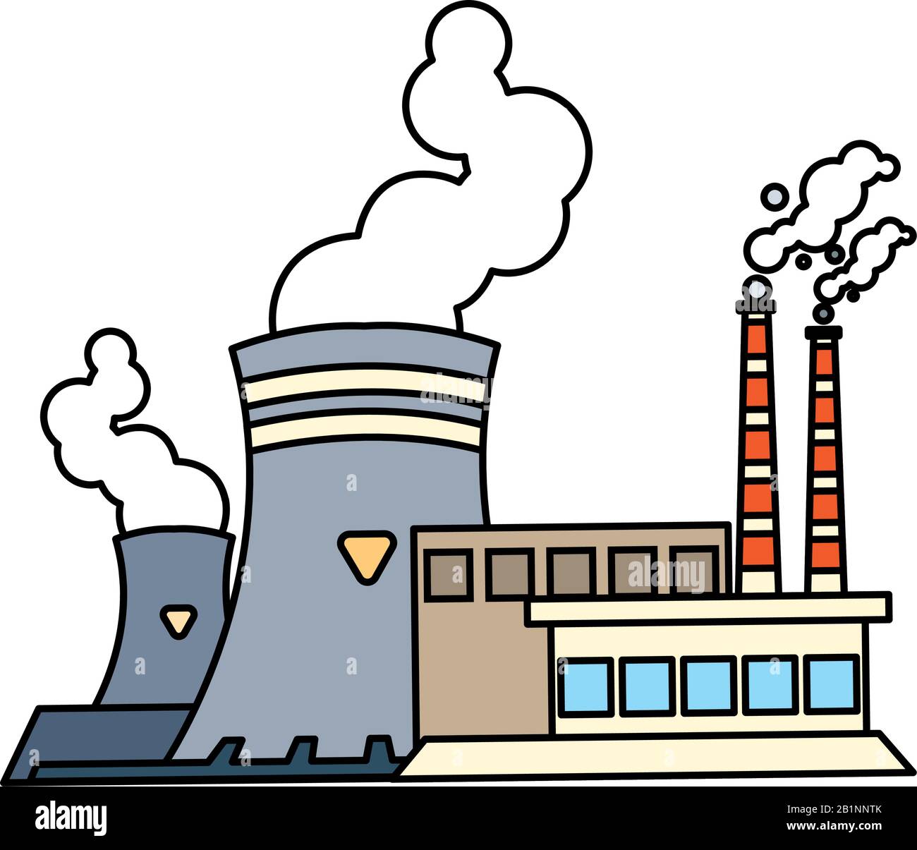 factory with smoke clouds on white background vector illustration ...