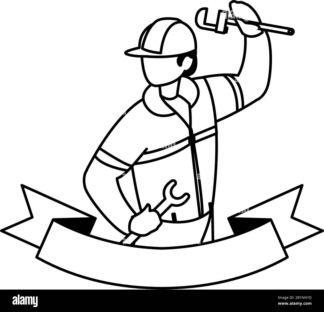 technician man in uniform with equipment on white background vector ...