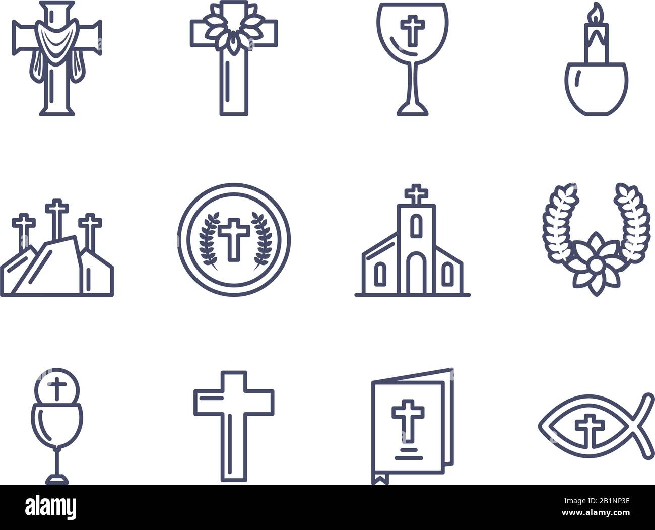 catholic related icons and happy easter icons set over white background ...