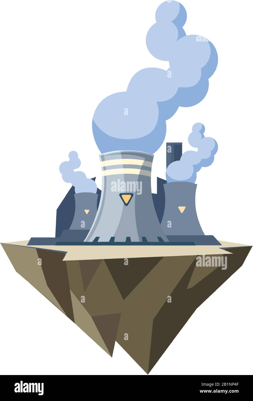 nuclear reactor over terrain over white background vector illustration ...