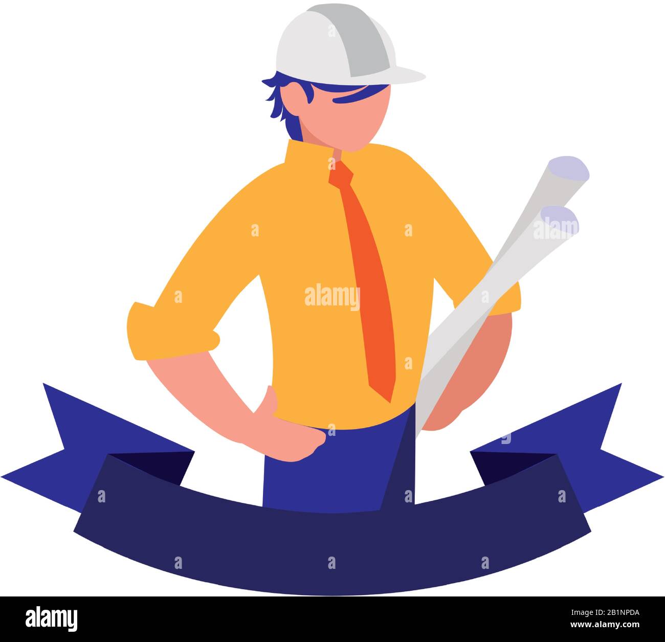 engineer man with work tools on white background vector illustration ...