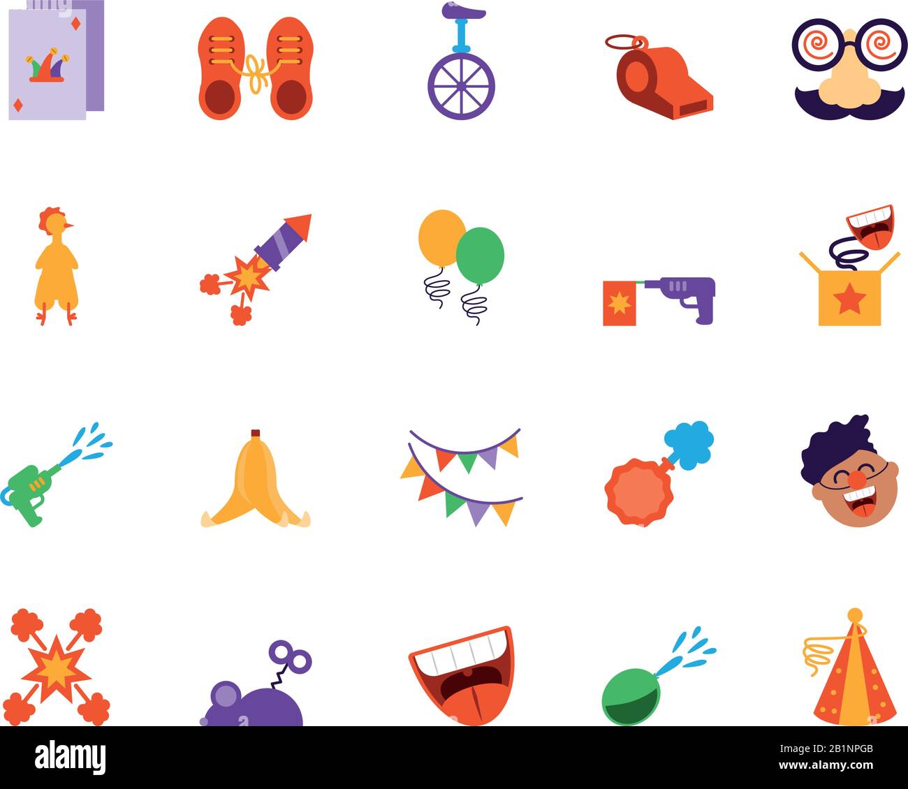april fools day icon set over white background, flat style design ...