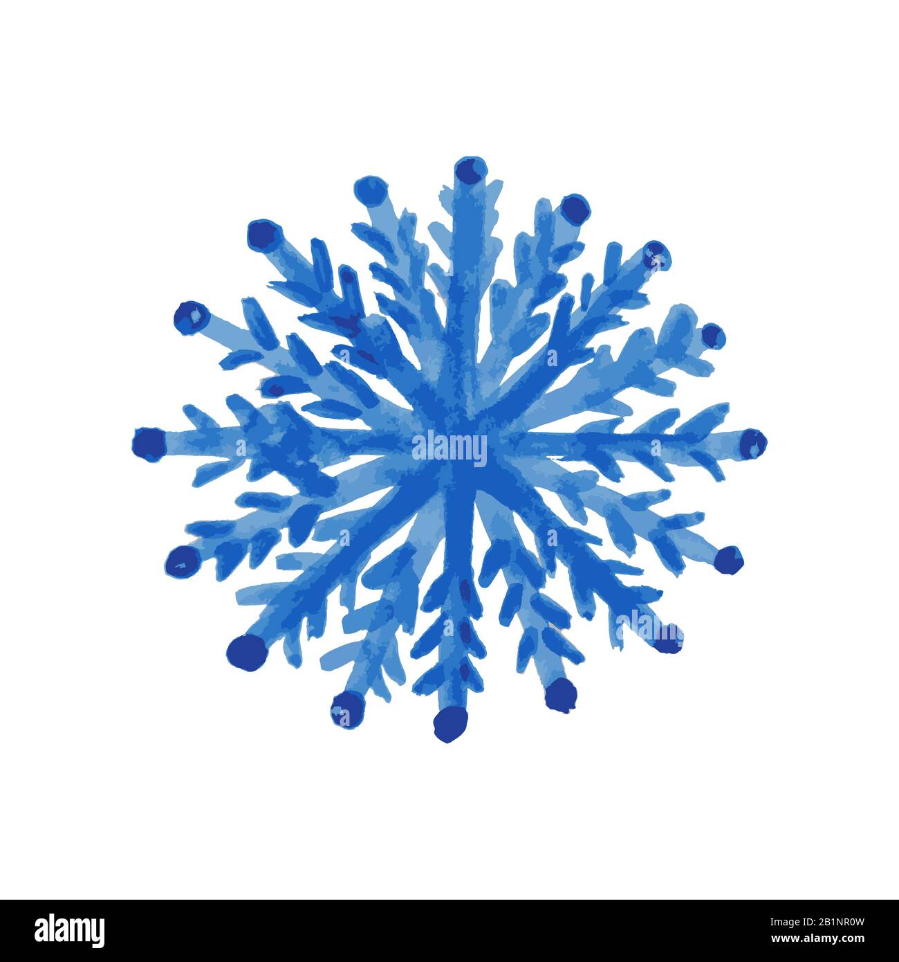 Blue hand drawn snowflake isolated on white background. Design element ...