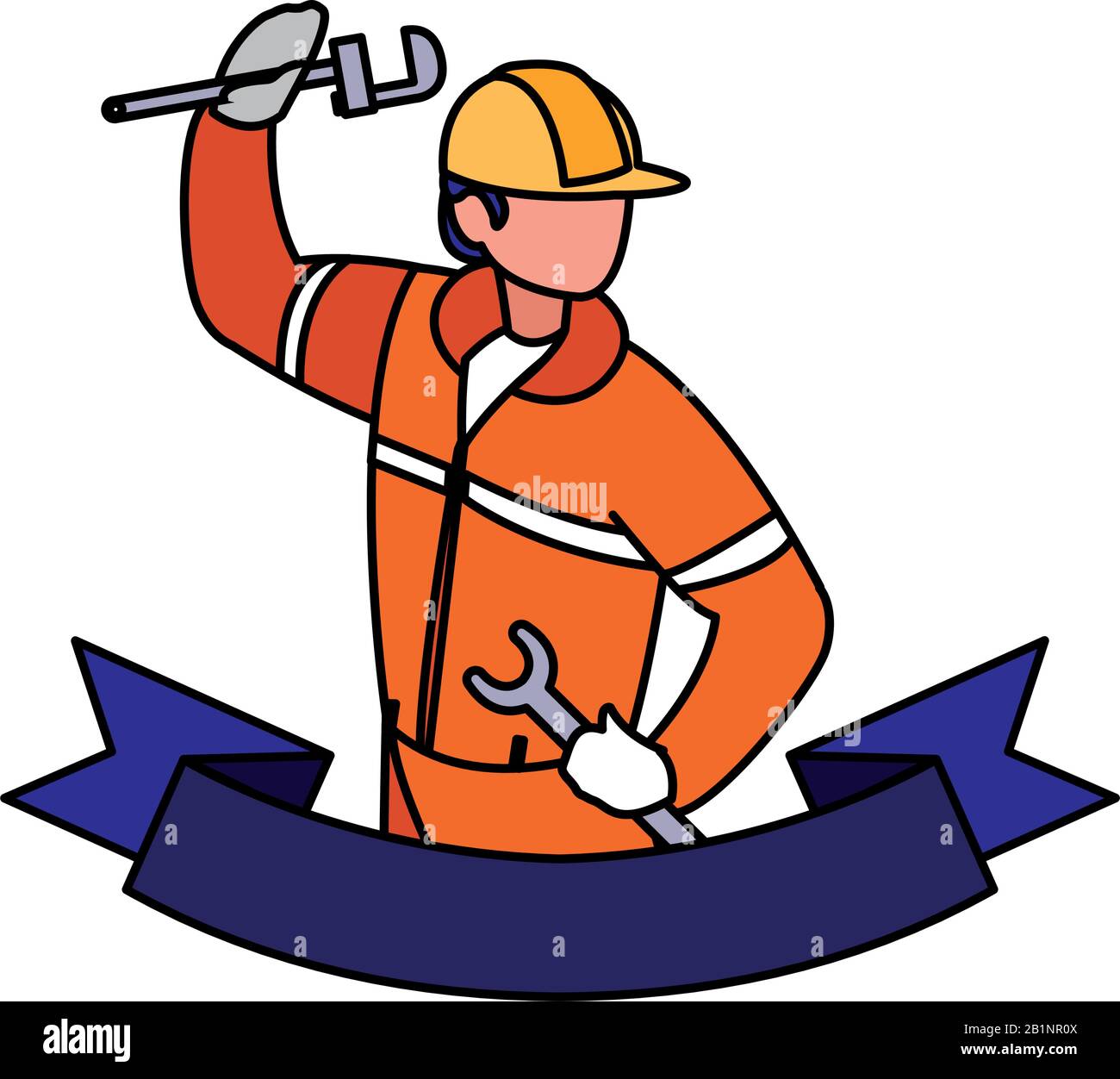 technician man in uniform with equipment on white background vector ...