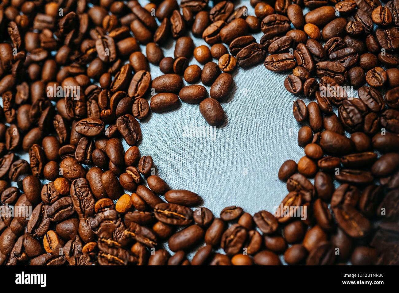 heart made from coffee beans for the whole frame, a beautiful postcard ...