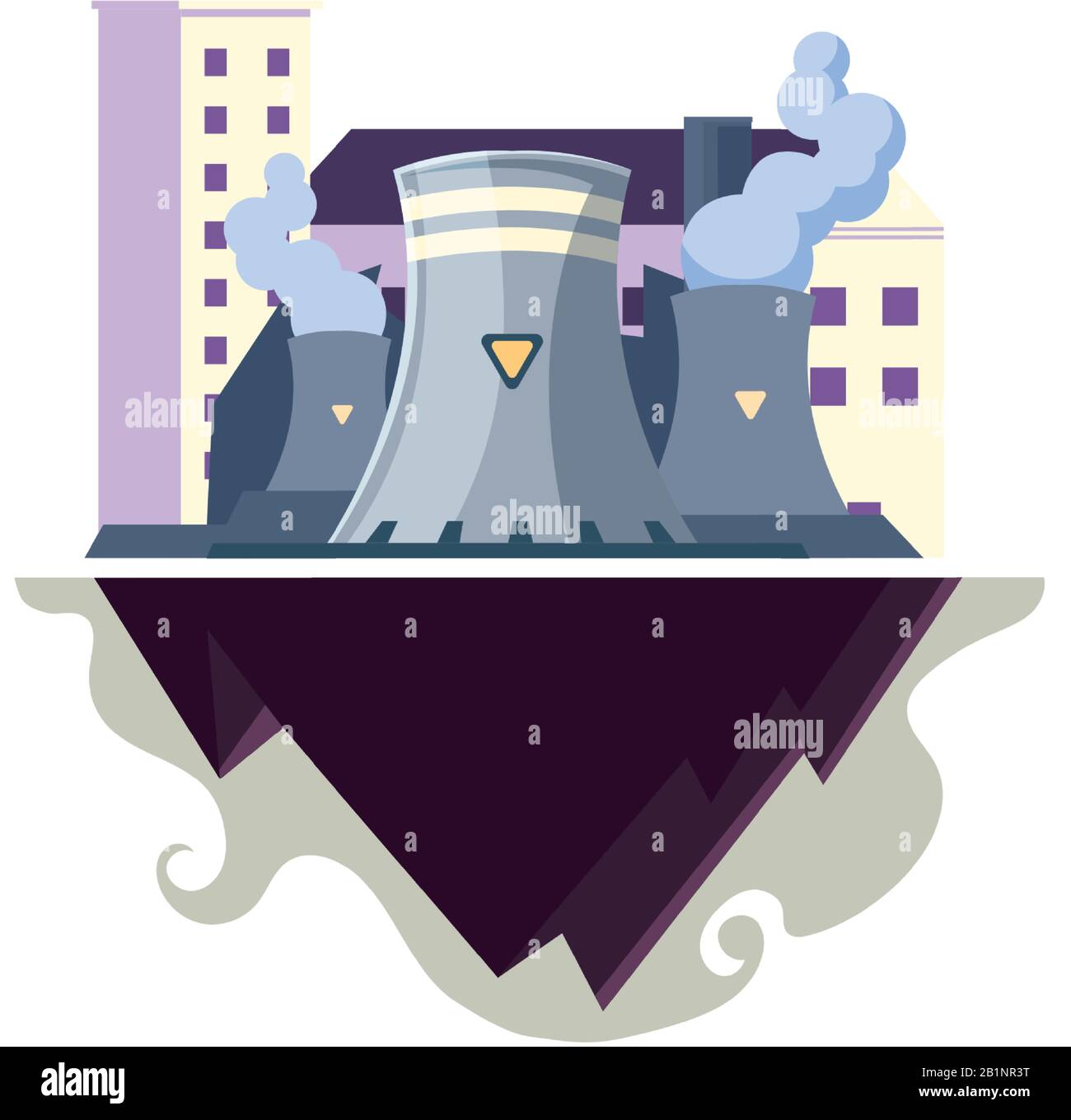 nuclear reactor over terrain over white background vector illustration ...