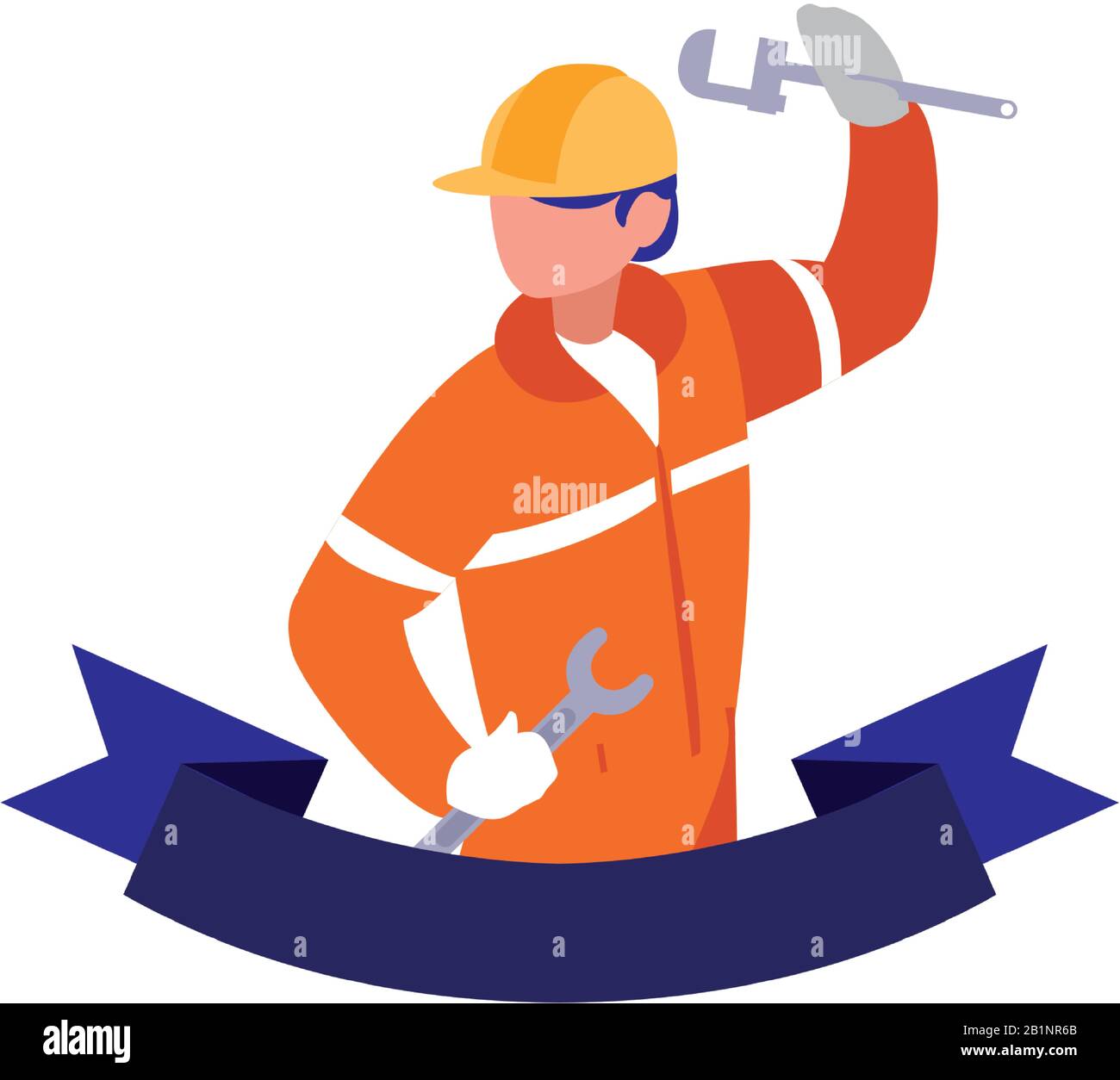 technician man in uniform with equipment on white background vector ...
