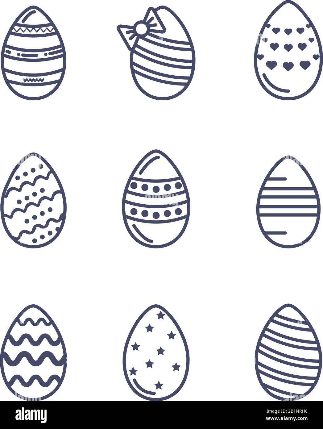 easter eggs icons set over white background, line style icon, vector illustration Stock Vector ...