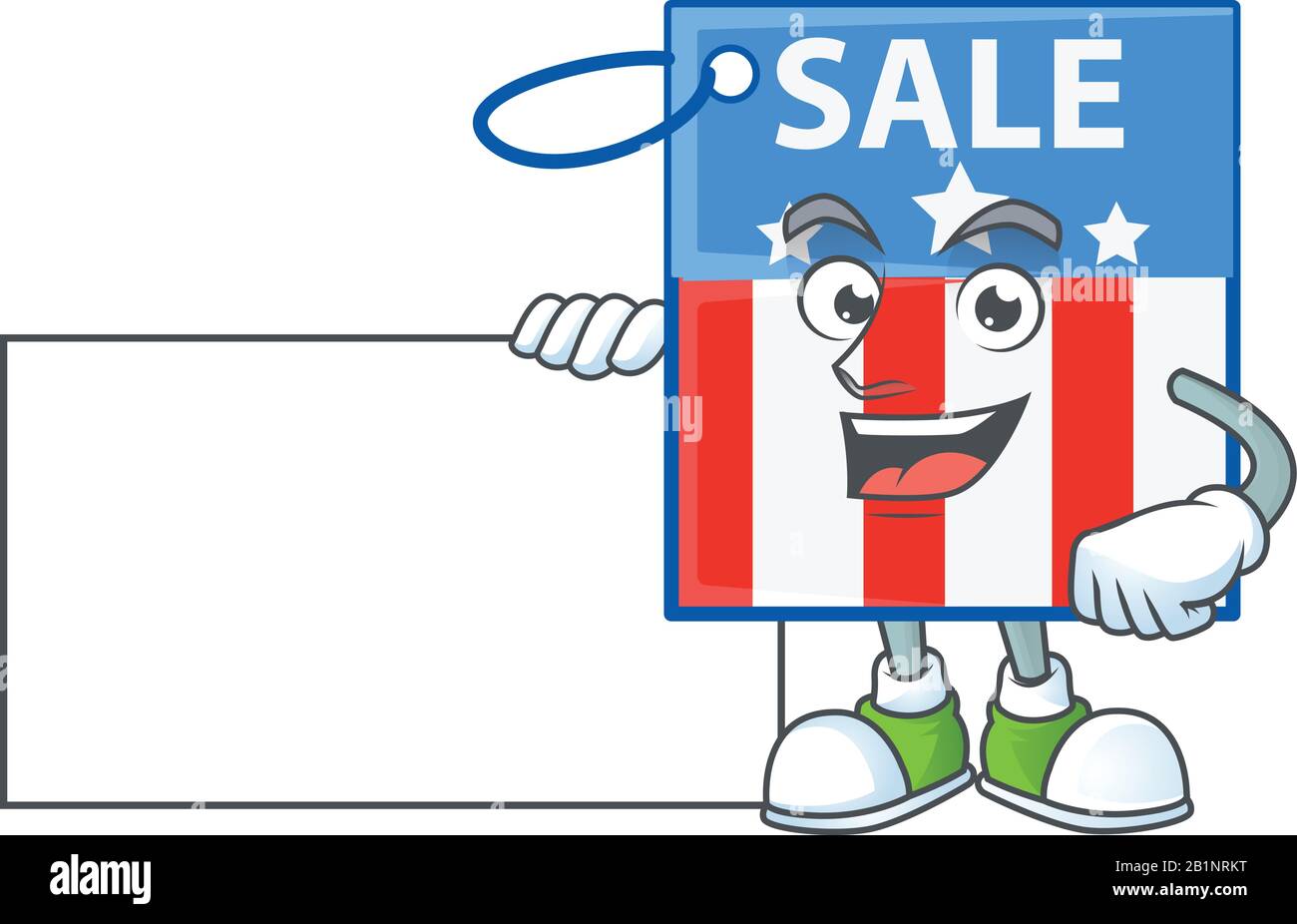 Cute funny USA price tag cartoon character having a board Stock Vector ...