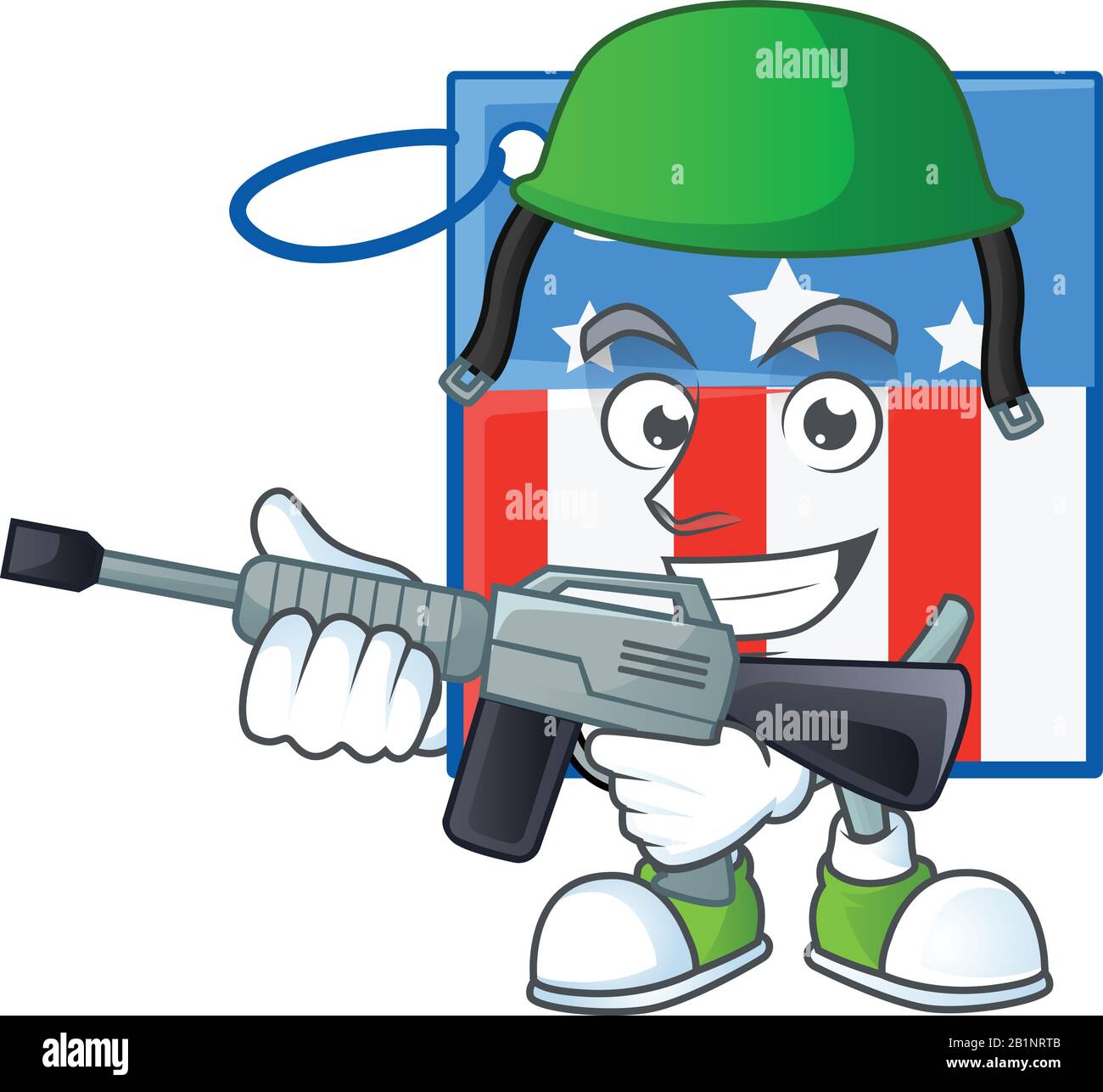 USA price tag mascot design in an Army uniform with machine gun Stock ...