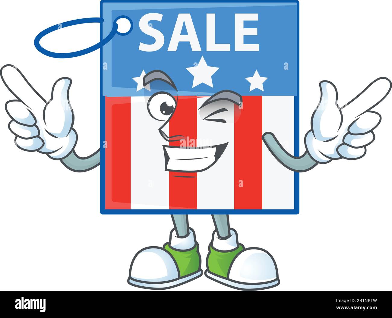 A comical face USA price tag mascot design with Wink eye Stock Vector ...