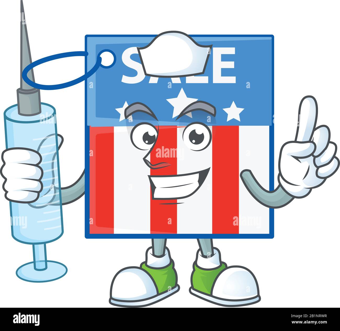 Smiley Nurse USA price tag cartoon character with a syringe Stock ...