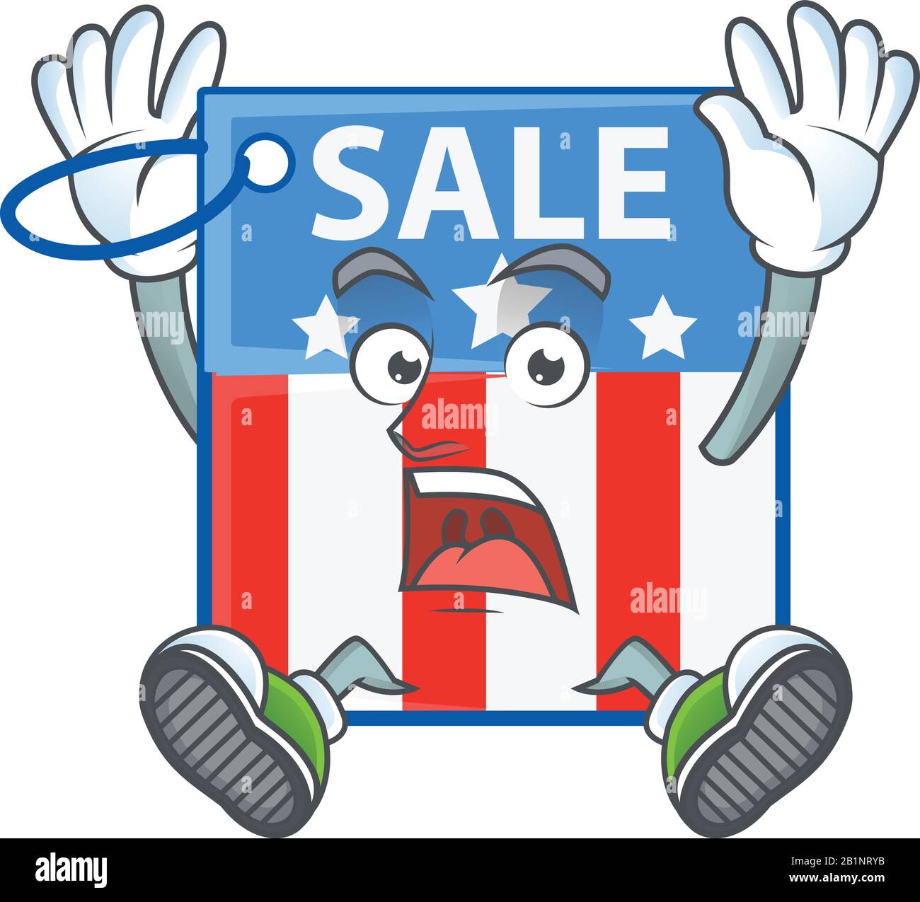 A picture of USA price tag cartoon design with shocking gesture Stock ...