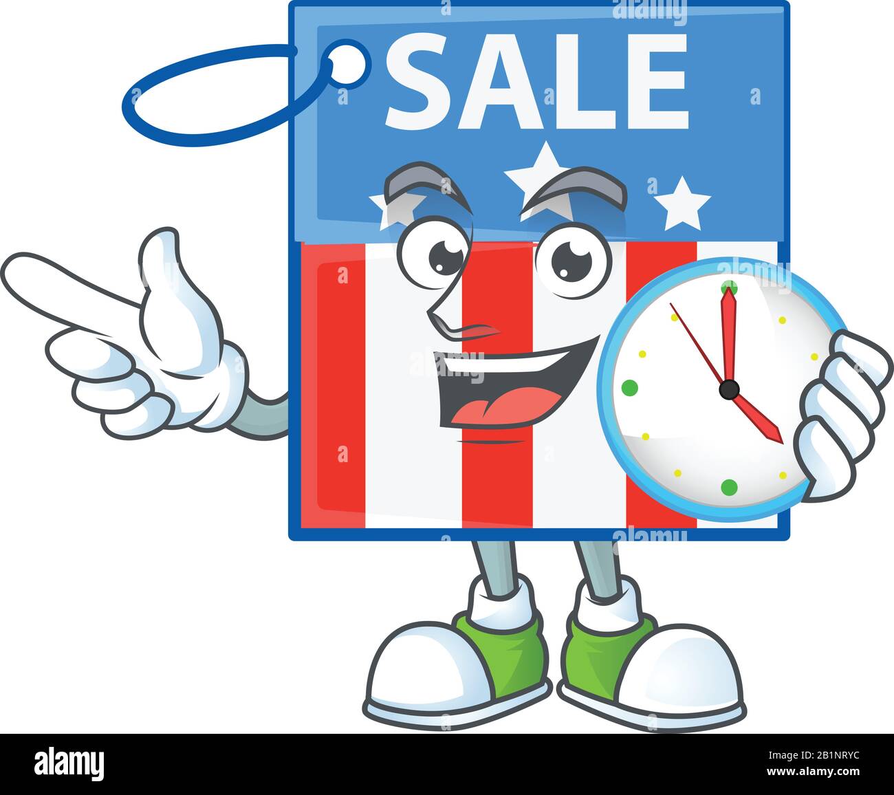 USA price tag cartoon character style with a clock Stock Vector Image ...