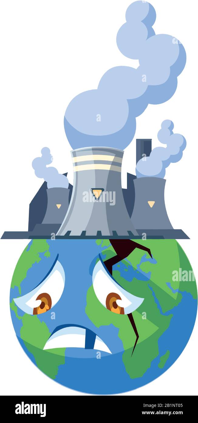 planet earth sick for pollution over white background vector ...