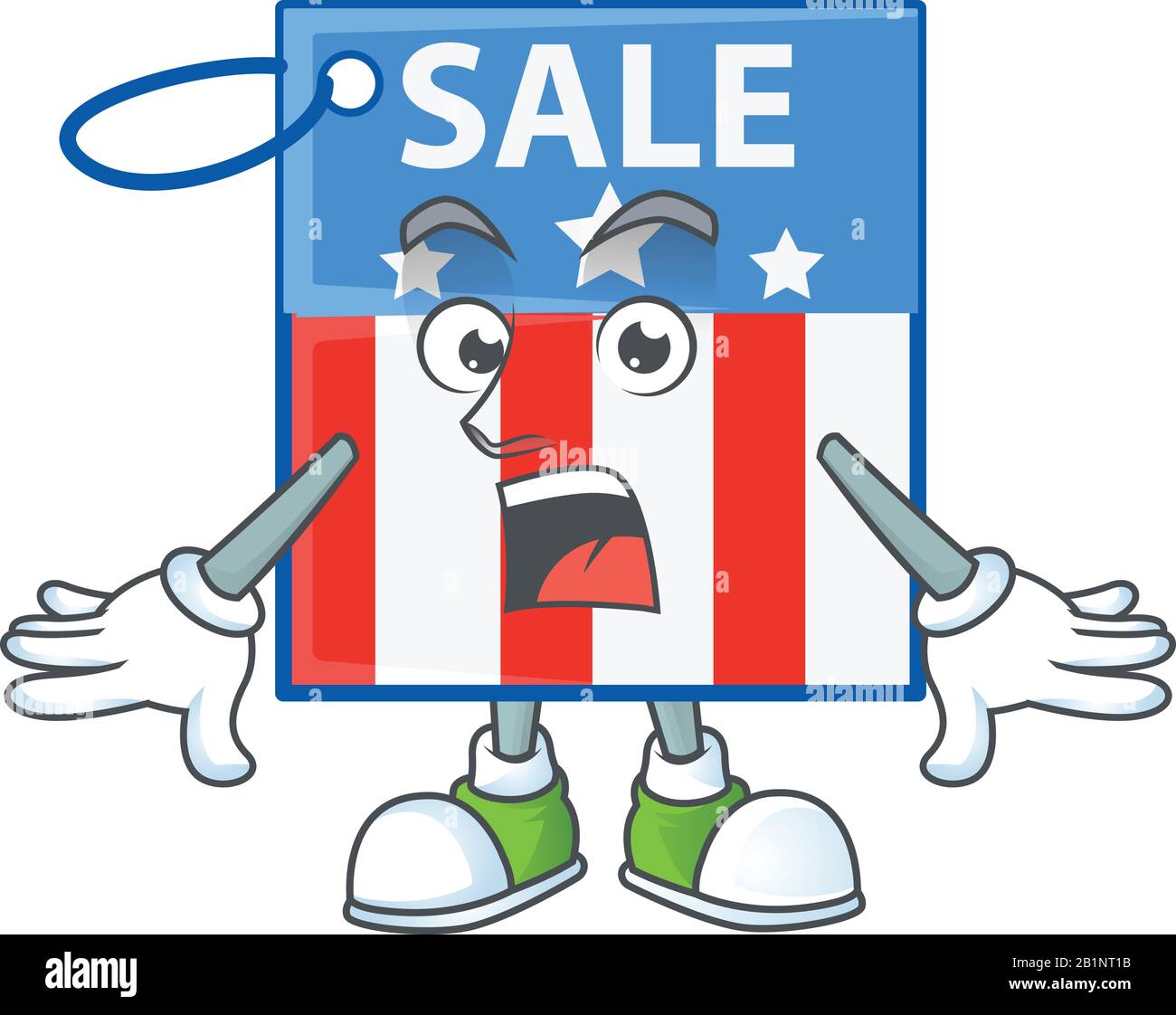 cartoon character design of USA price tag with a surprised gesture ...