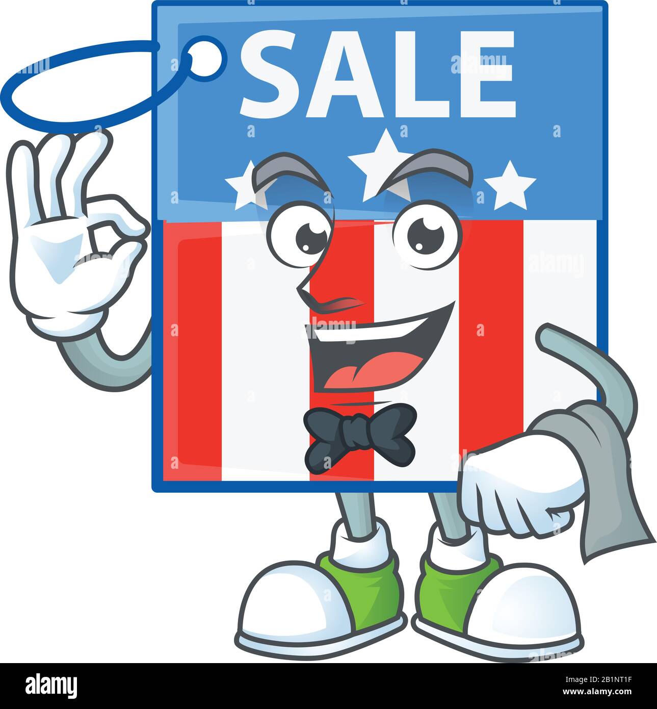 A USA price tag cartoon mascot working as a Waiter Stock Vector Image ...
