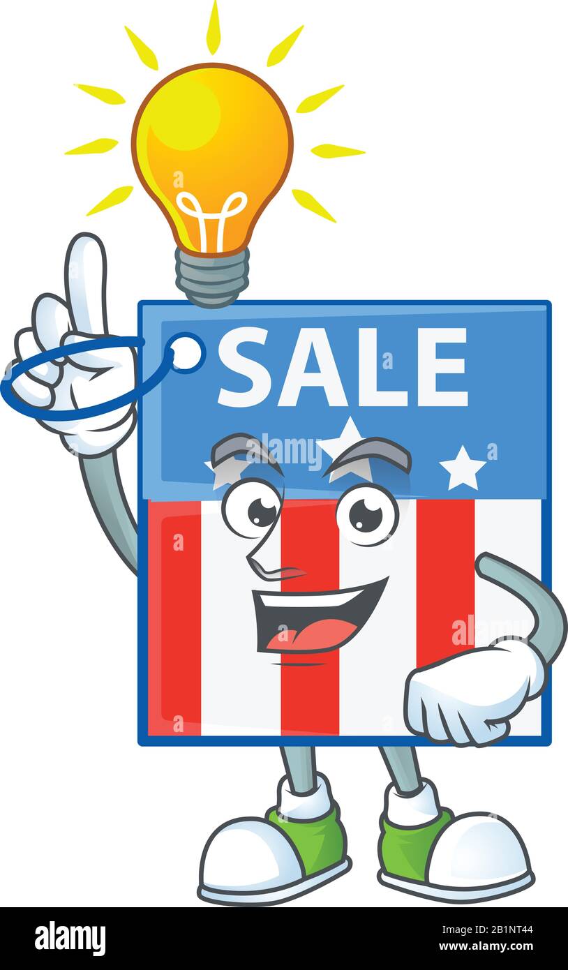 Smart USA price tag cartoon character has an idea Stock Vector Image ...