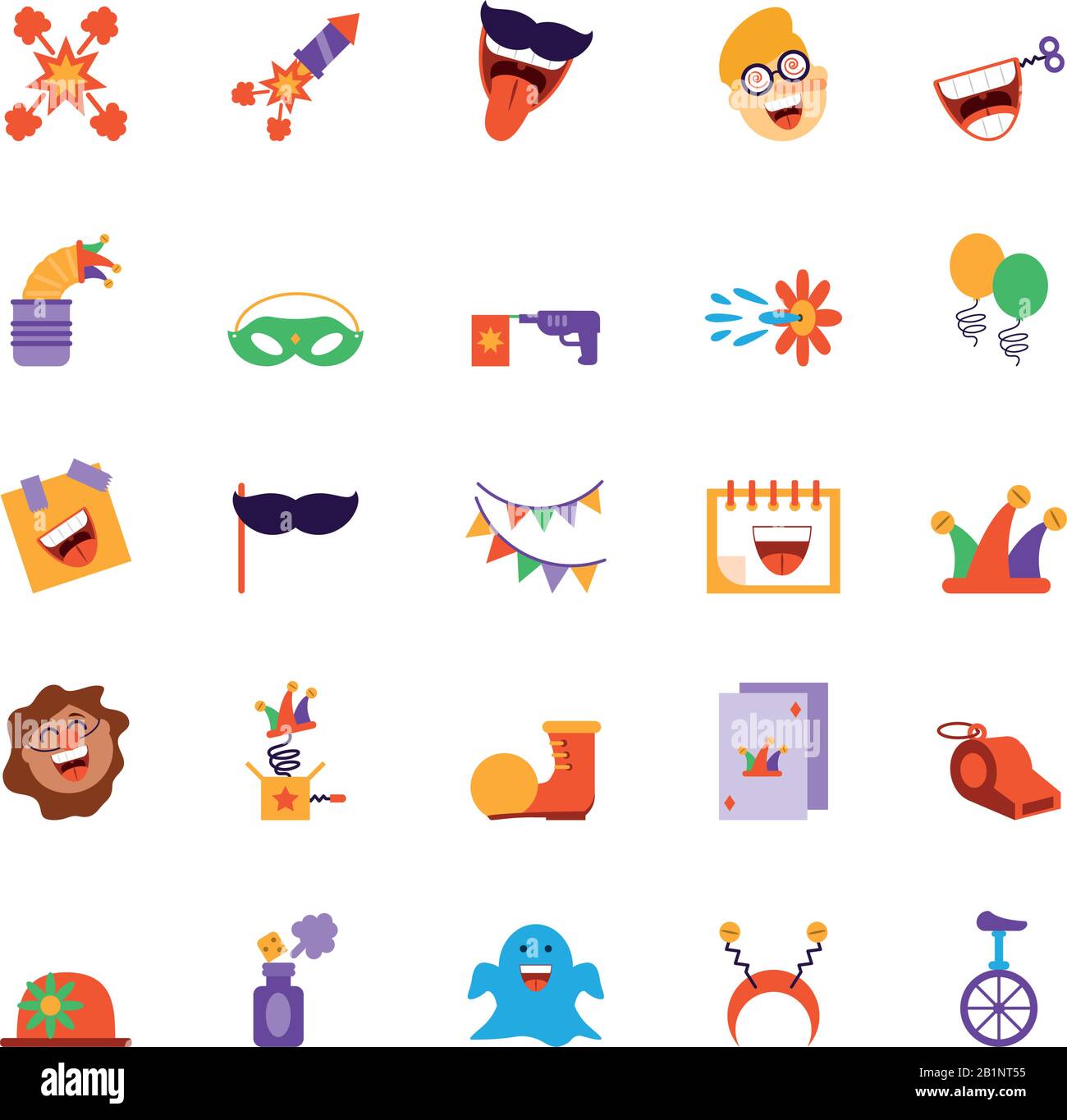 fools day icons set over white background, colorful and flat style ...