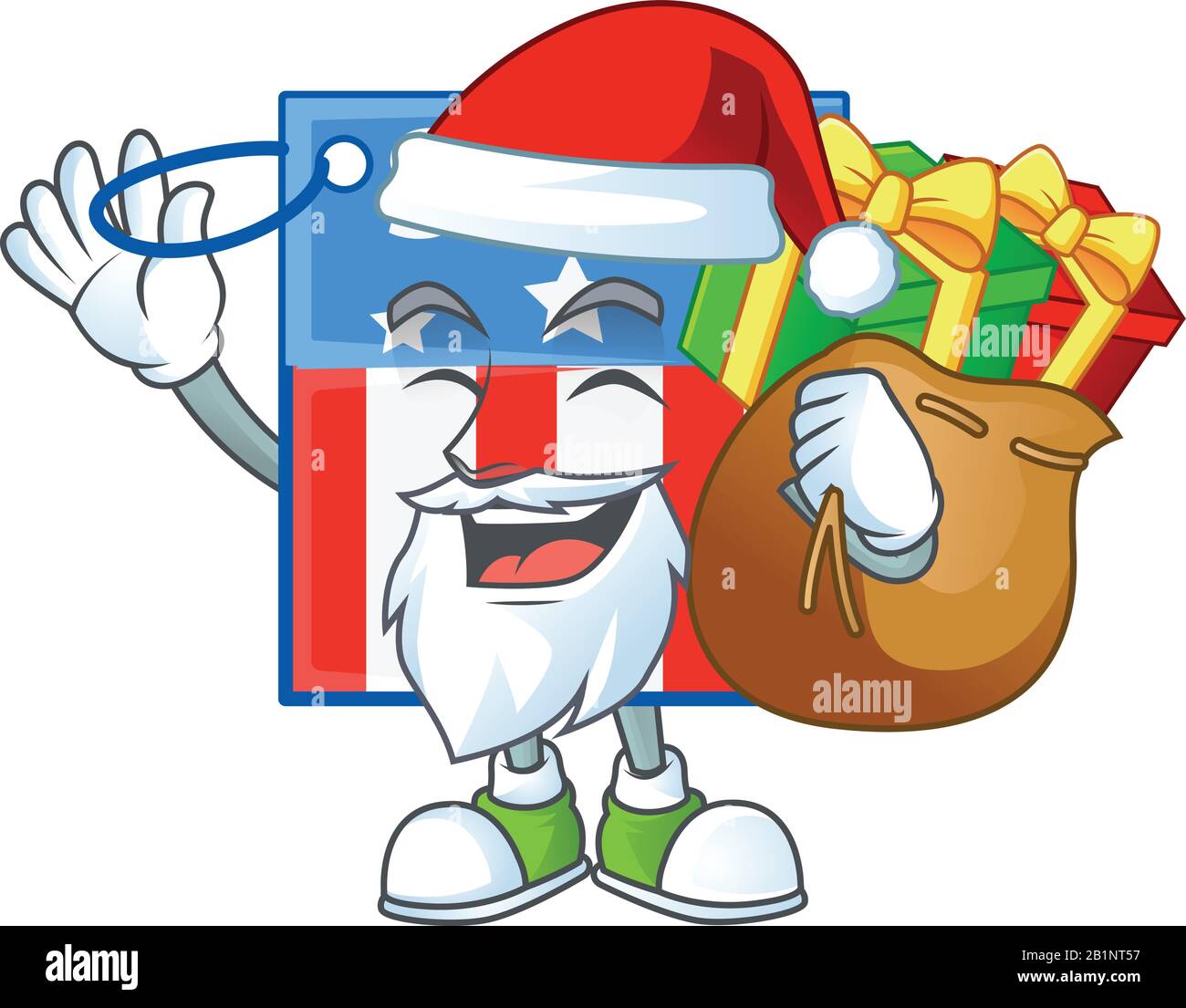 Santa USA price tag Cartoon design having a sack of gifts Stock Vector ...
