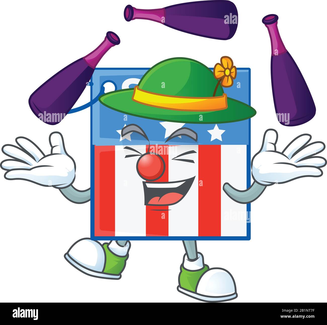 Smart USA price tag cartoon character style playing Juggling Stock ...