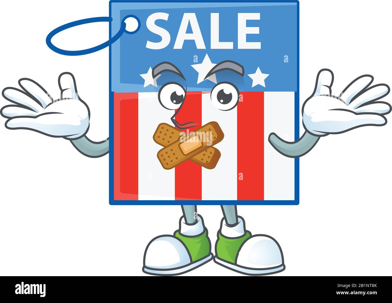 mascot cartoon character design of USA price tag making a silent ...