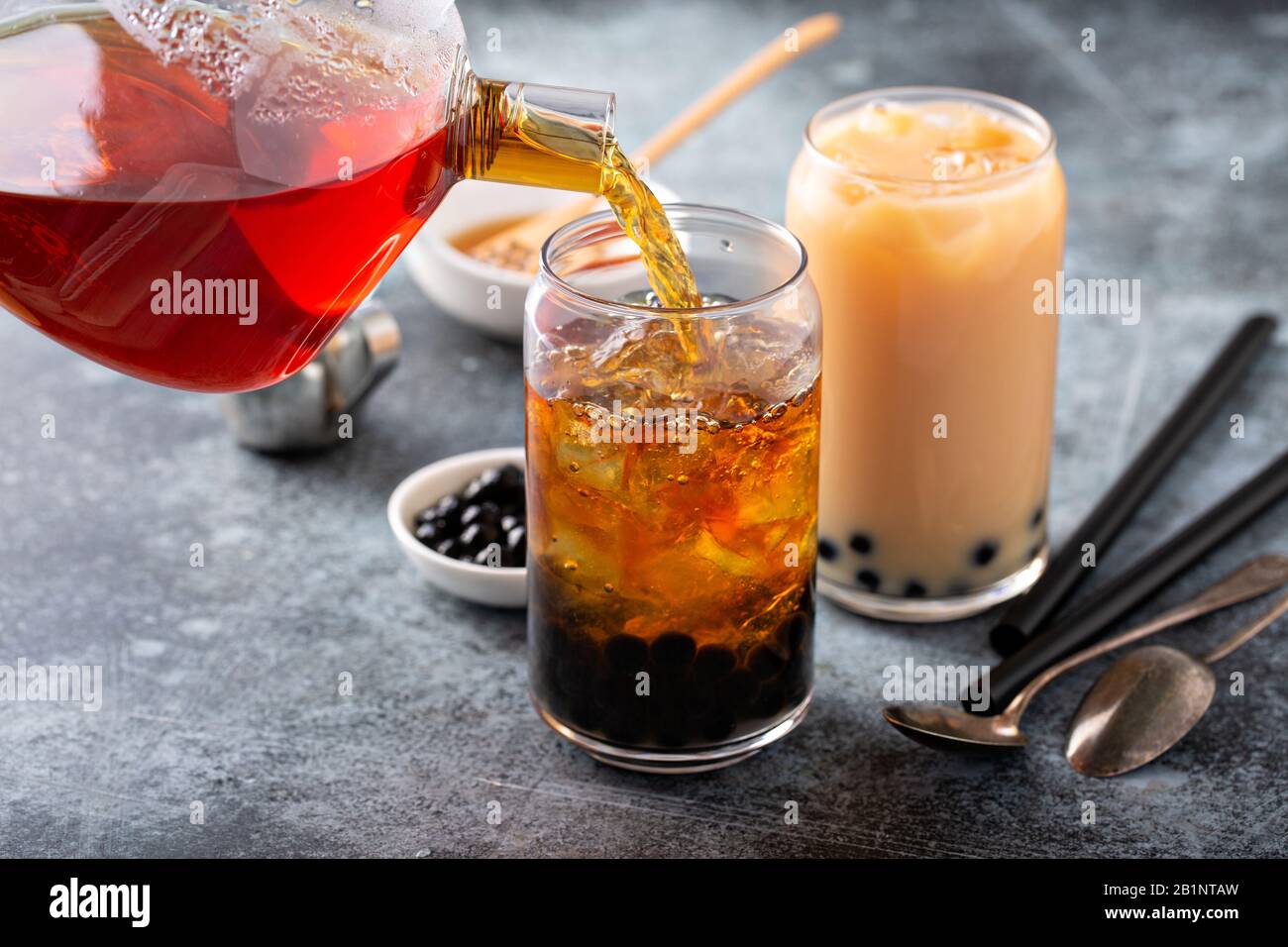 Making milk bubble tea Stock Photo - Alamy