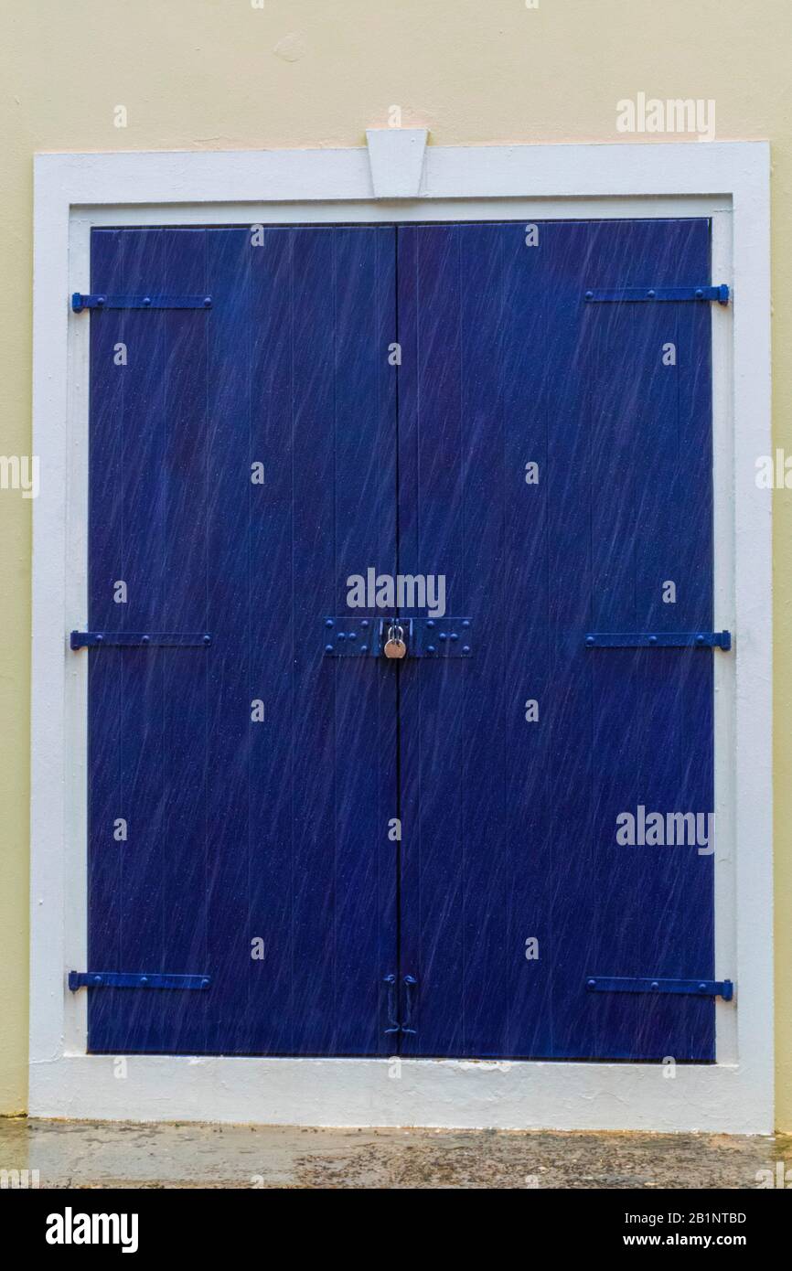 Caribbean shop door, Under lock and key, Blue door with white trim ...